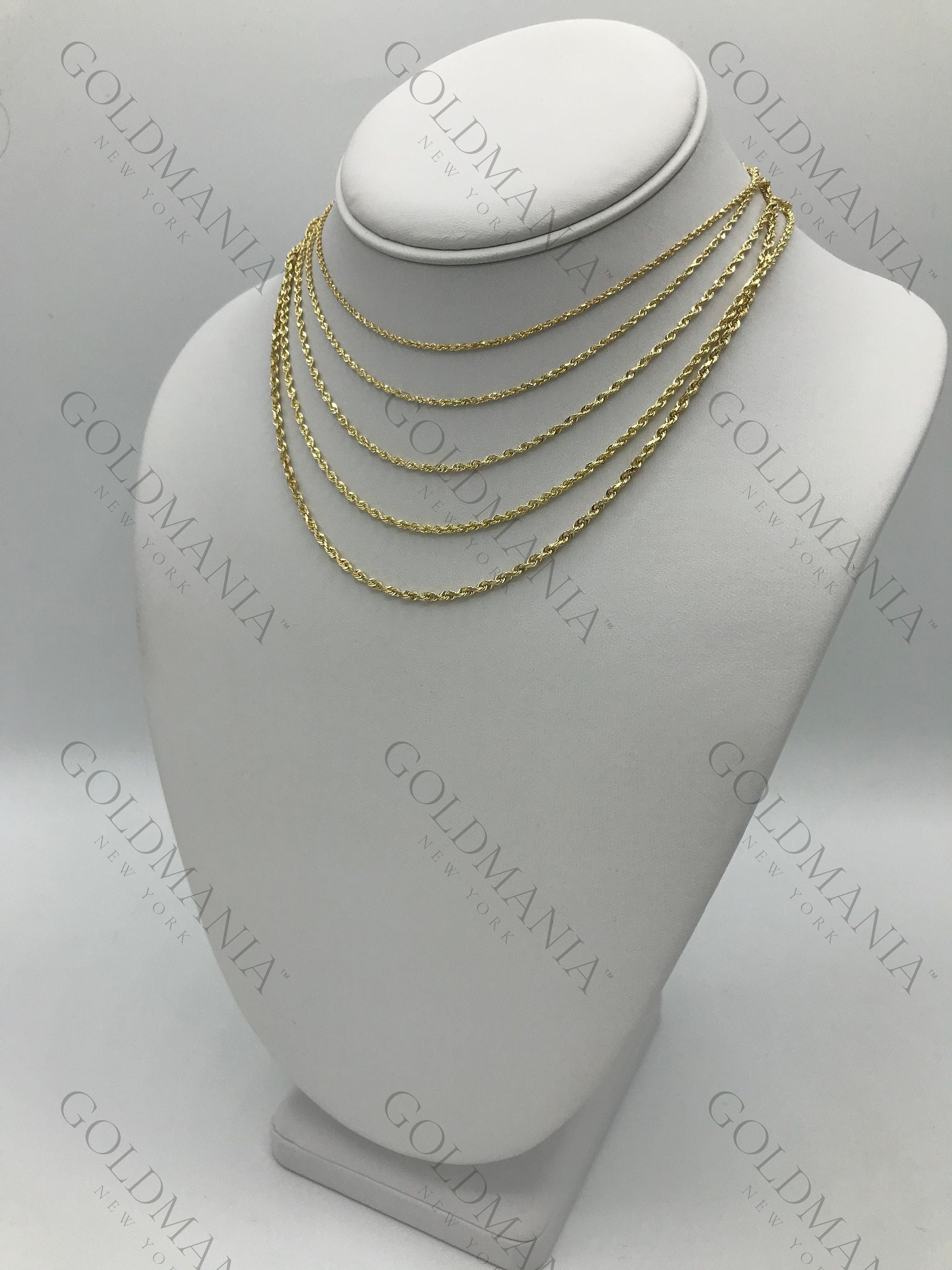 14K Solid Gold Diamond Cut Rope Chain: Women, Men (1.4mm-7mm) - Etsy