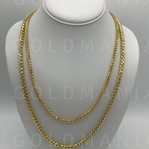 14K Solid Yellow Gold Diamond Cut Franco Chain Necklace, 22 24 26 30 ...