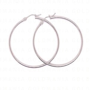 14K White Gold Hoop Earring Set, 1.5mm Thick, 25mm 30mm 40mm 45mm, Real ...