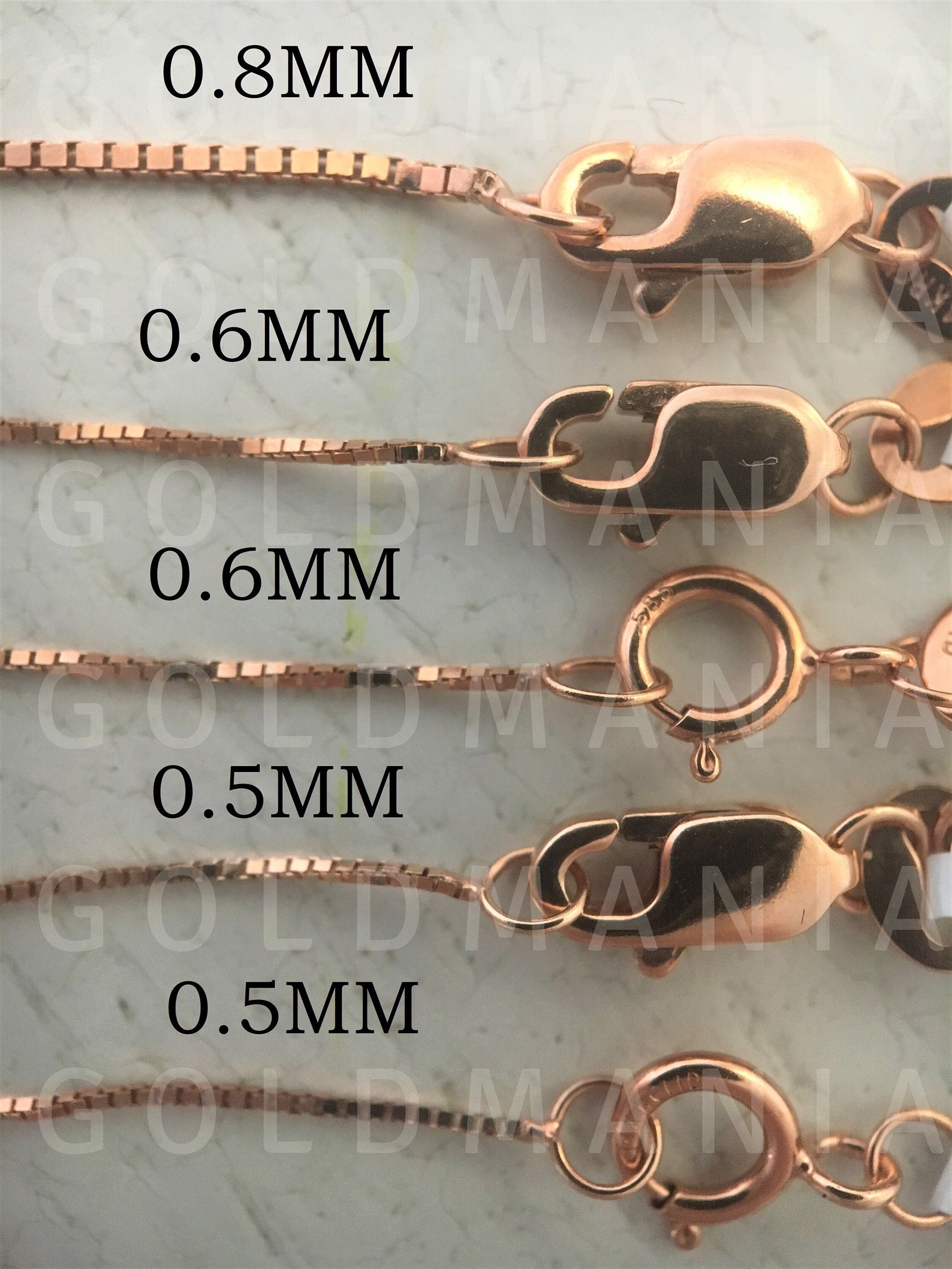 14K Solid Rose Gold Box Chain Necklace 16 17 - Etsy