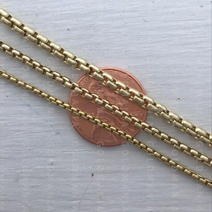 14K Solid Gold Round Box Link Chain Necklace, 16" 18" 20" 22" 24", 1 ...