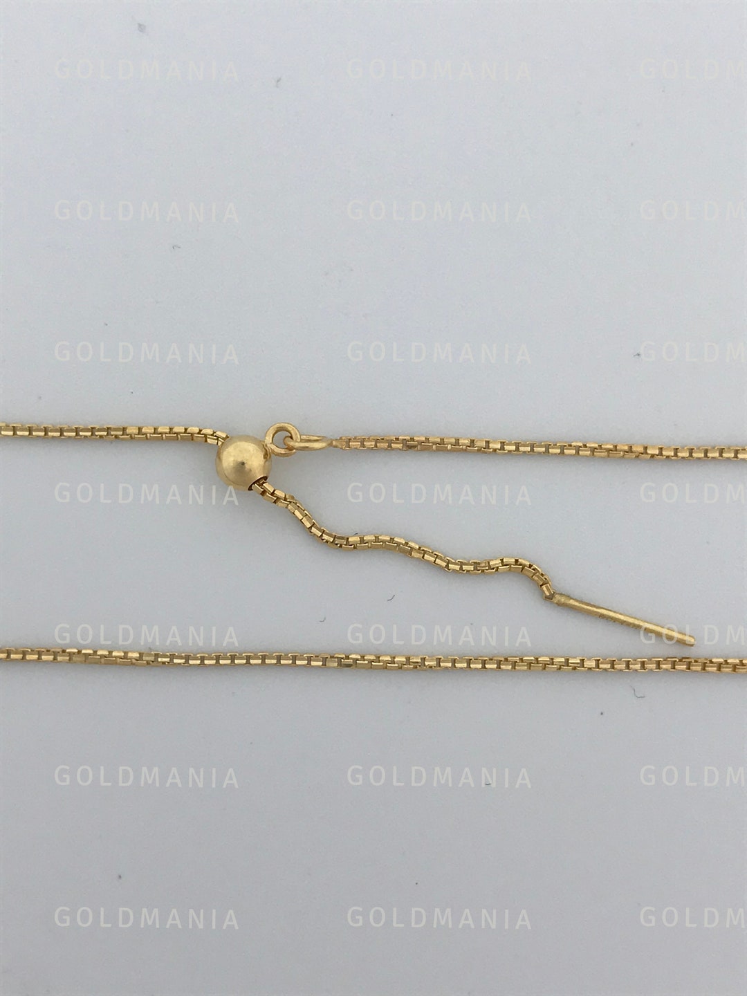 Solid 14K Gold Round Box Chain Necklace Adjustable up to 22 Inch, 1mm ...