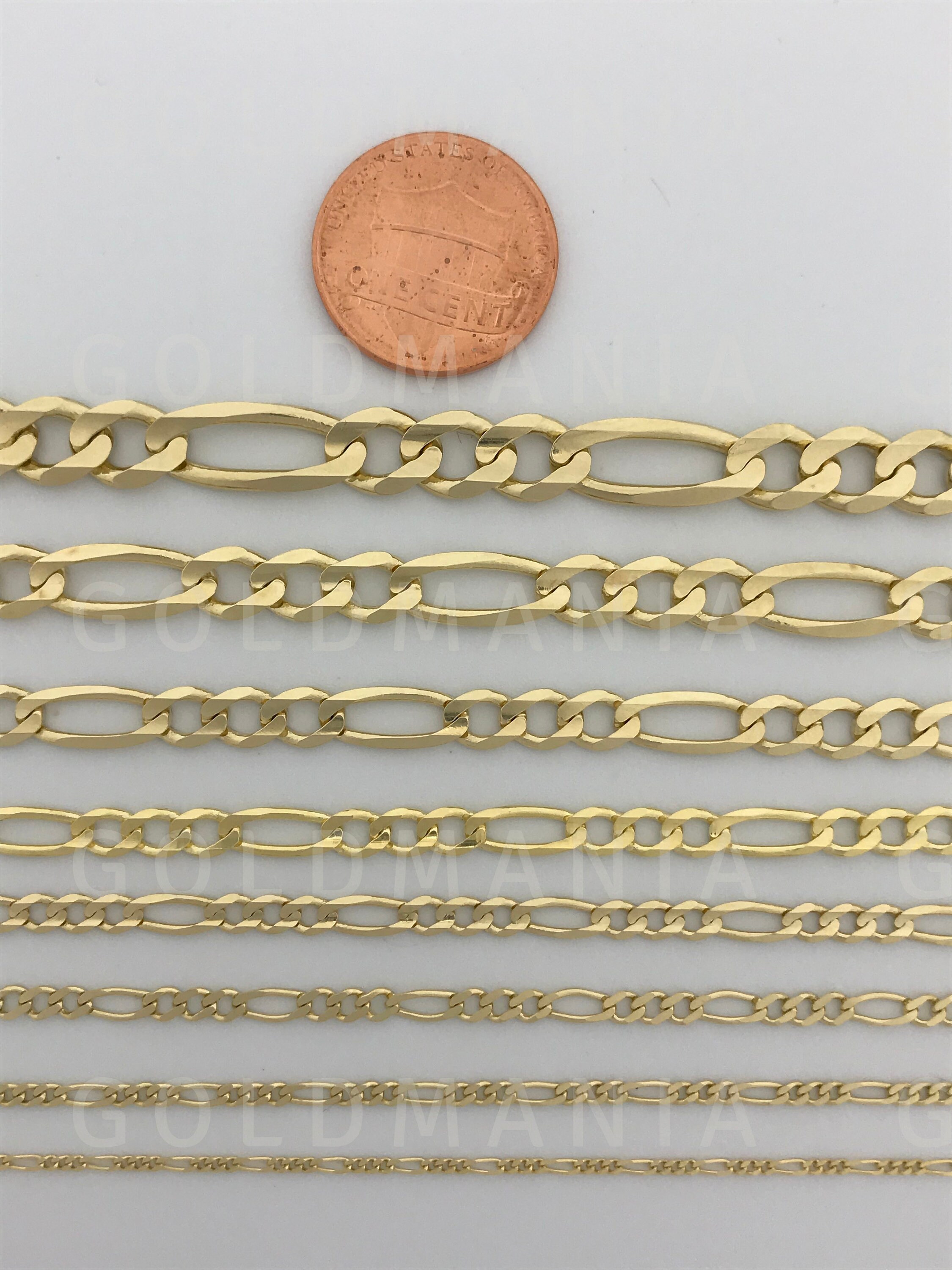 14K Solid Gold Figaro Link Chain Necklace, 16 14K Solid Gold Figaro Link Chain Necklace, 16