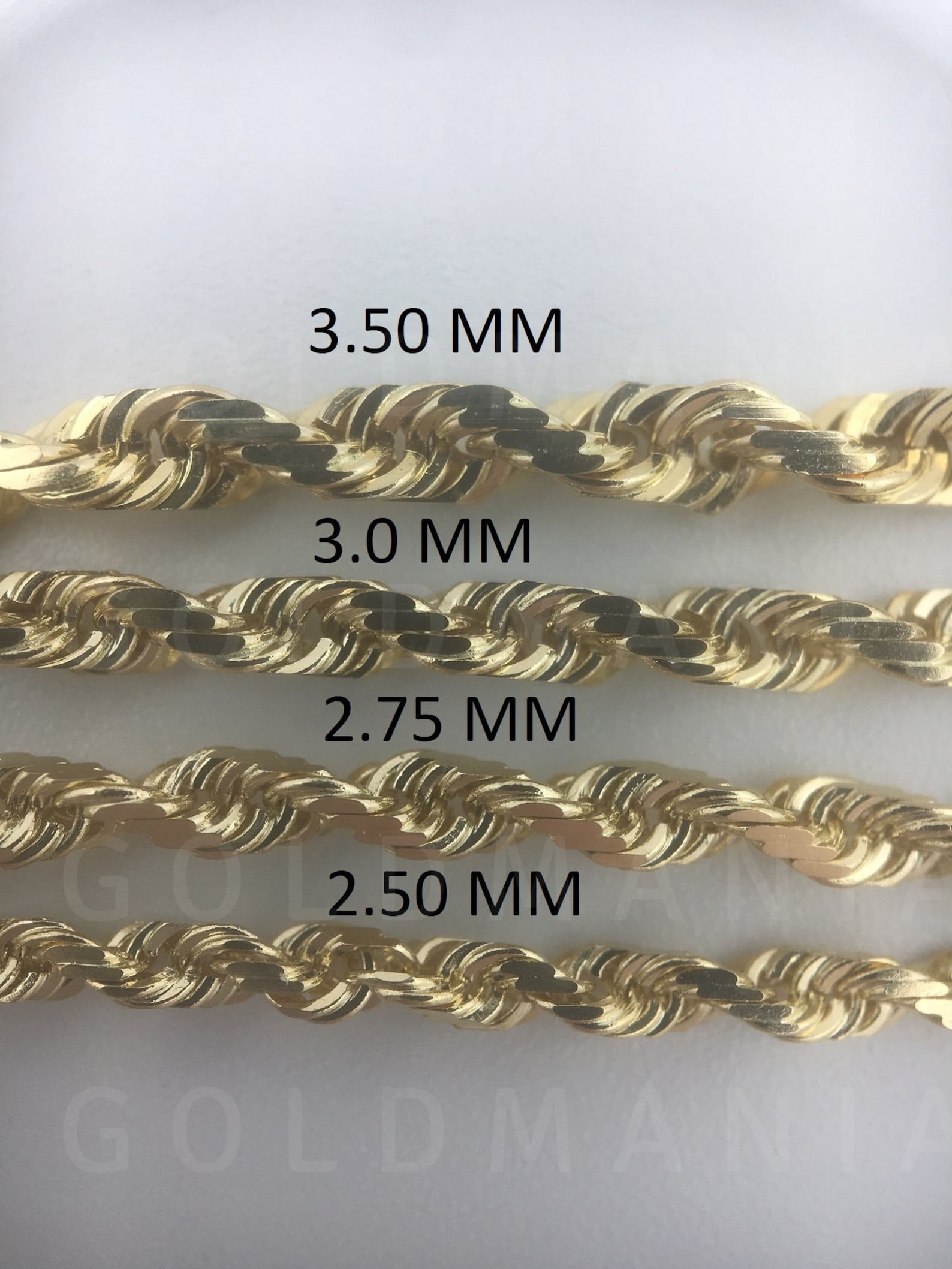 10K Solid Yellow Gold Diamond Cut Rope Chain Necklace - Etsy