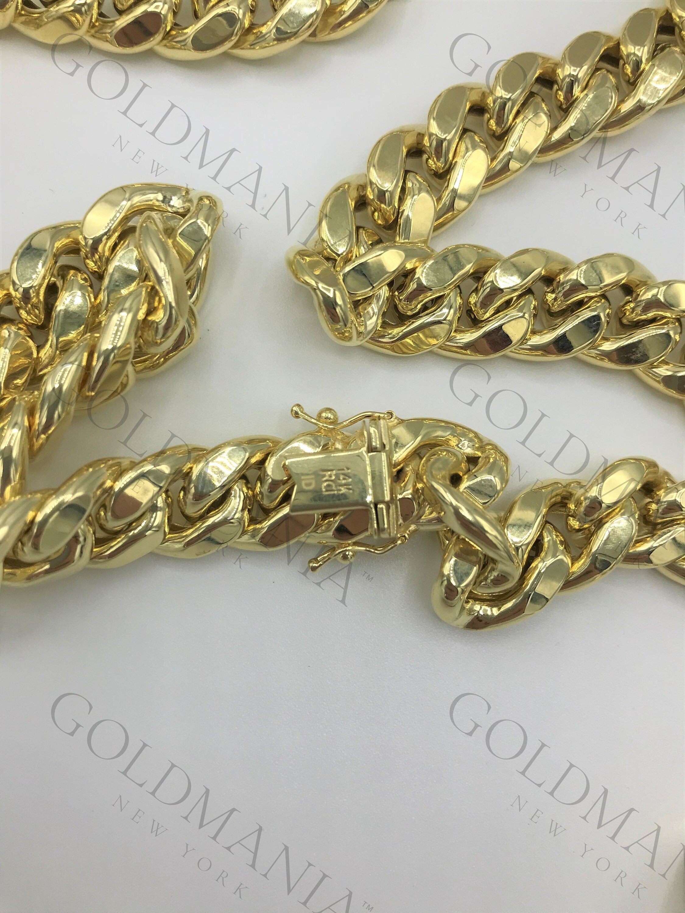 14K Yellow Gold Miami Cuban Link Chain: Real Gold, Men Women - Etsy