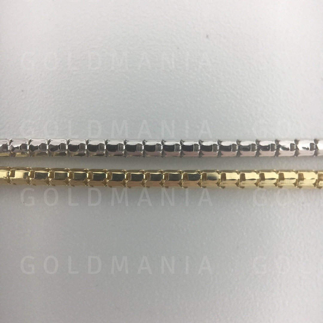 14K Solid Gold Ice Box Chain Necklace: Thin Yellow or White Gold - Etsy