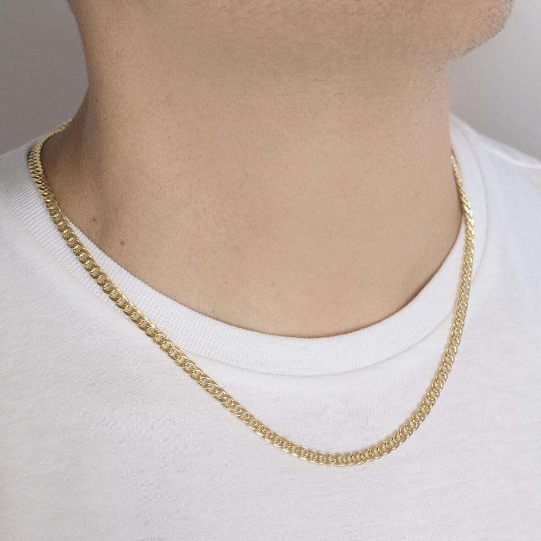14K Gold Miami Cuban Link Chain Necklace, Real Gold Necklace, 20" 22 ...