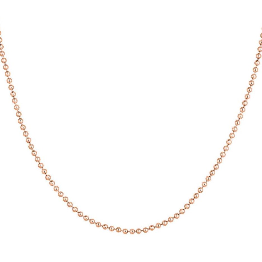 14K Solid Rose Gold Ball Chain Necklace, 16" 18" 22" 24", 2mm 2.5mm 3mm ...
