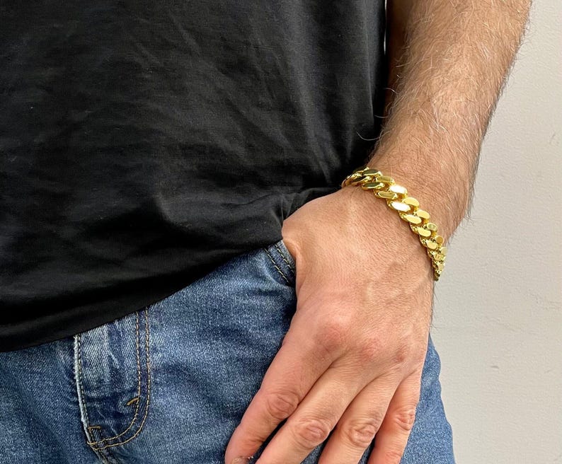 Buy 14K Yellow Gold Chunky Miami Cuban Link Bracelet - 13.5mm Thick / 8 ...