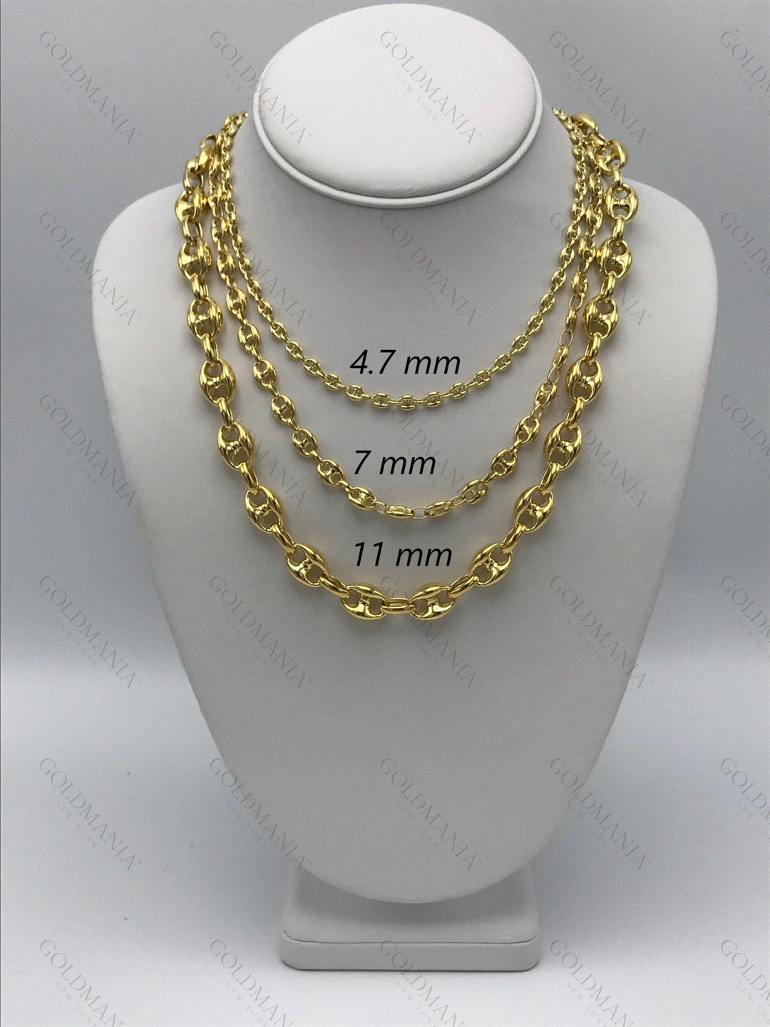 10K Gold Mariner Chain, Puffed Mariner Chain Necklace, Real Gold ...