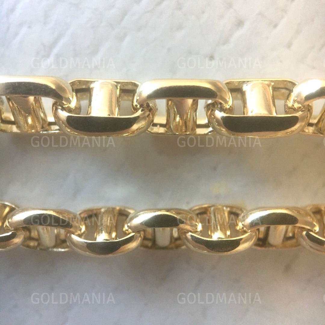 14K Yellow Gold Anchor Link Chain Necklace, 20 24 Inch, 4.5mm 5mm Thick ...