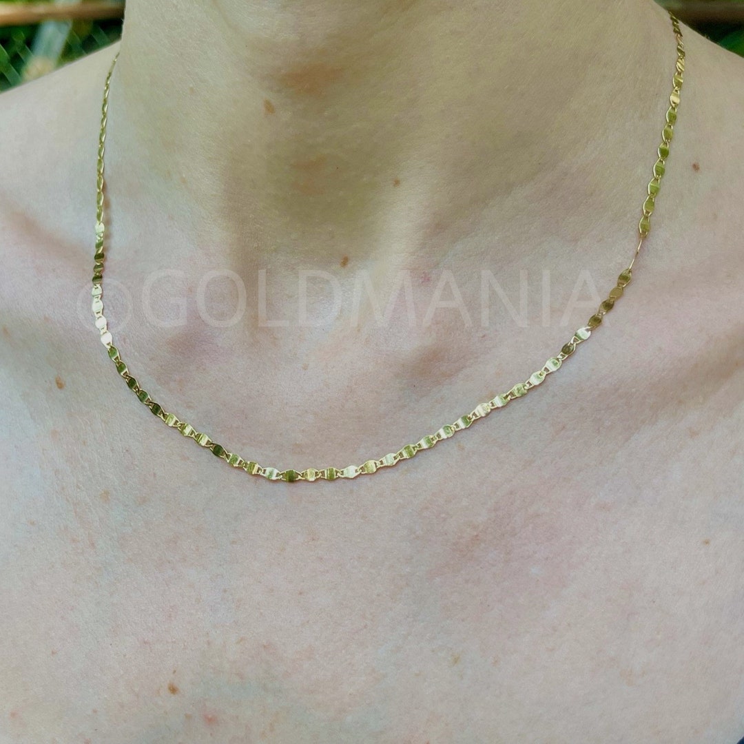 10K Solid Yellow Gold Mirror Link Chain Necklace: 2.7mm Valentino - Etsy