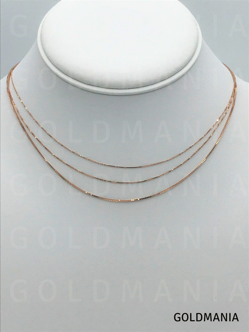 14K Solid Rose Gold Box Chain Necklace 16 17 | Etsy