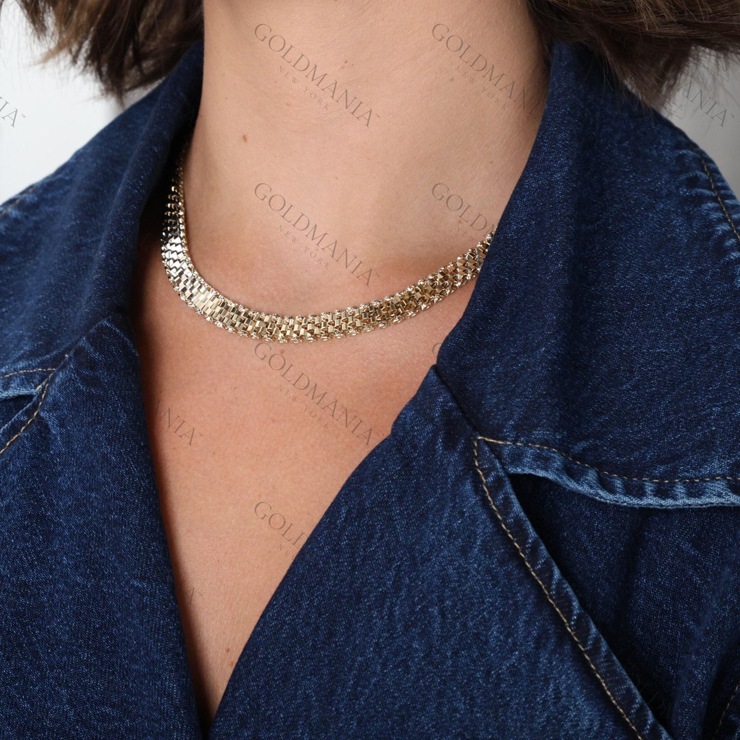 14K Yellow Gold Railroad Link Chain Necklace, 9.5 Mm Thick, 18" Inch ...