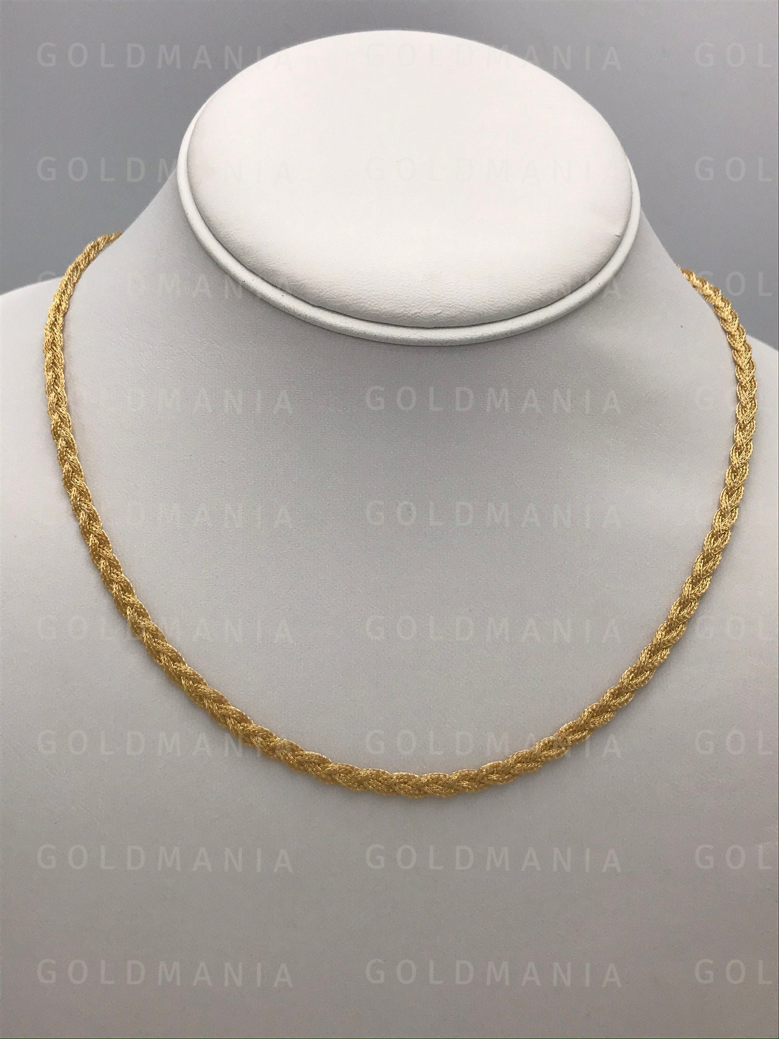 14K Yellow Gold Braided Chain Necklace 18 Inch 4mm | Etsy