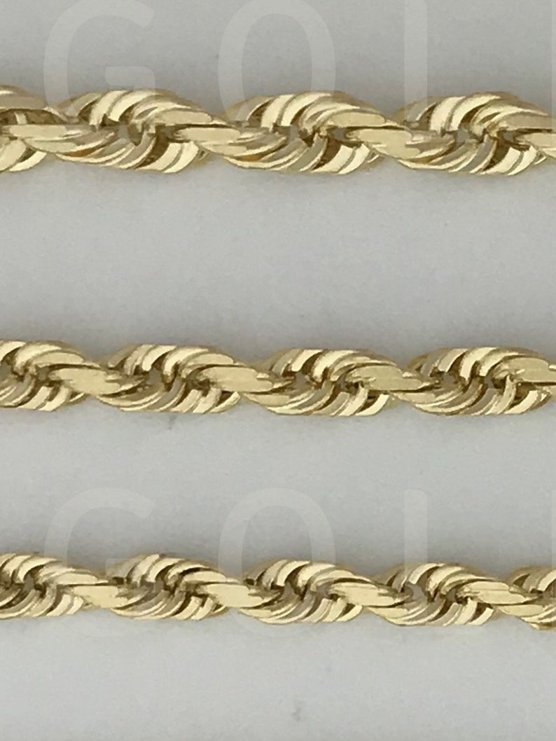 14K Solid Yellow Gold Diamond Cut Rope Chain Necklace - Etsy