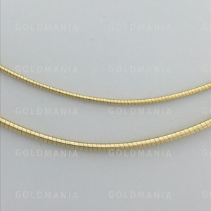 14K Solid Yellow Gold Round Omega Chain Necklace (1mm or 1.5mm Thick ...