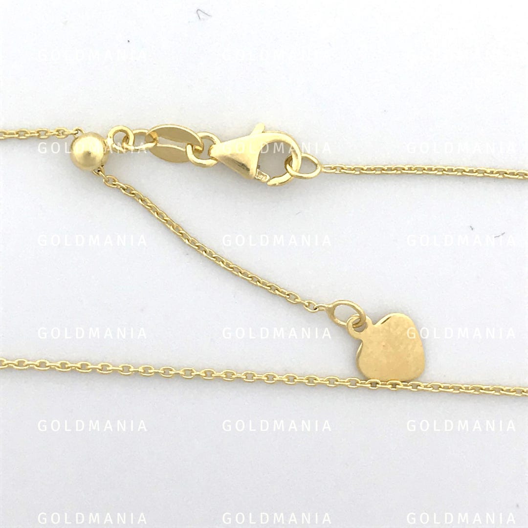 14K Solid Gold Cable Link Chain Necklace: Adjustable 22 Inch - Etsy