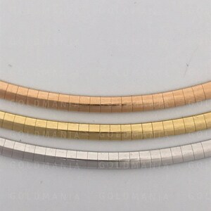 14K Solid Gold Omega Chain Necklace, 16" 18" 20", 3MM Thick, 14K Yellow ...