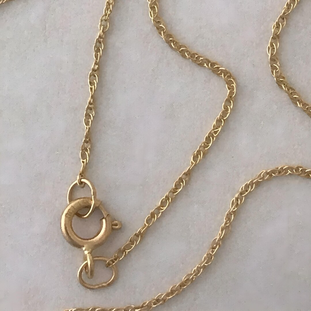 14K Solid Yellow Gold Rope Chain Necklace: Dainty Thin Chain (1mm) - Etsy