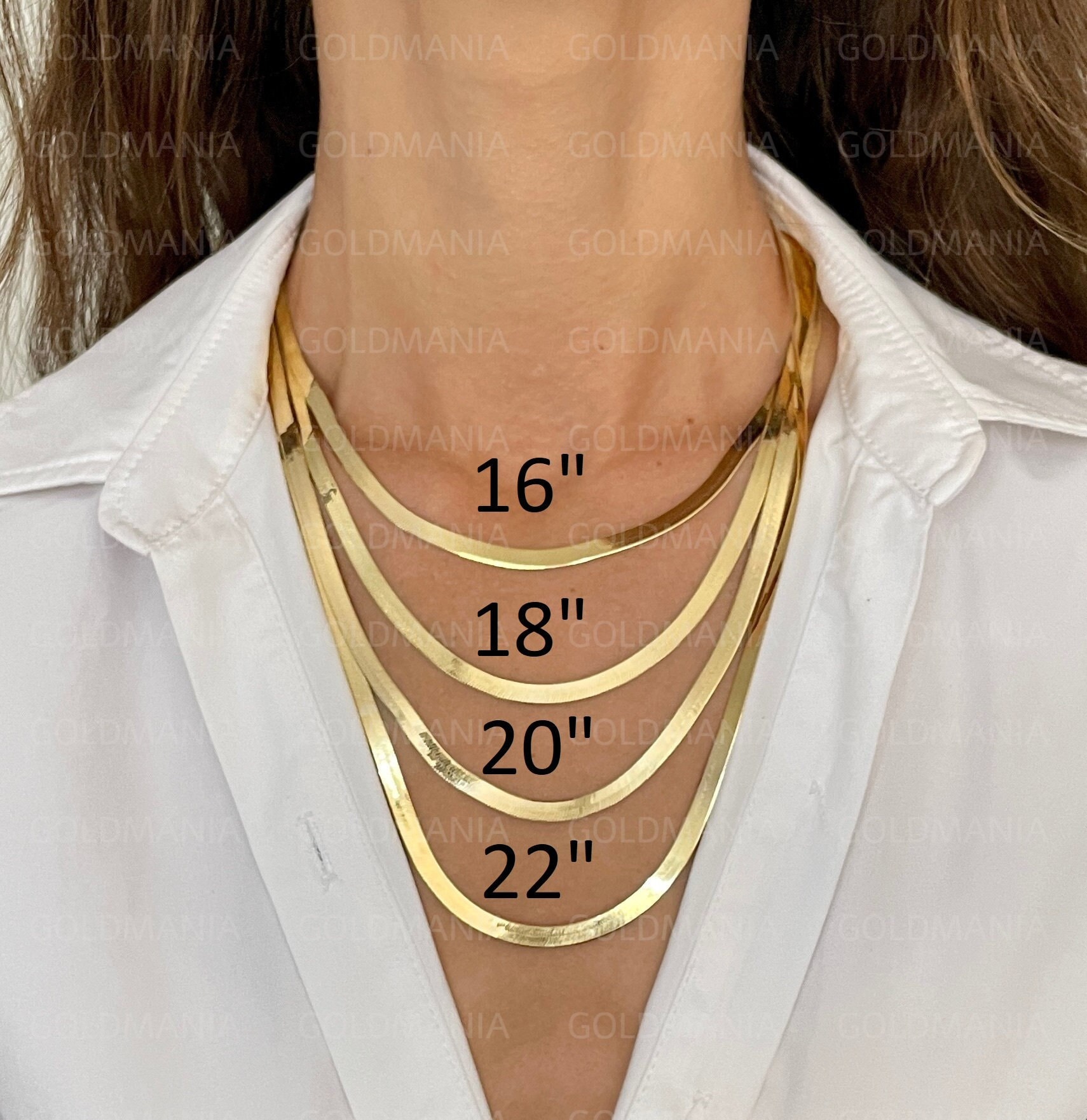 10K Solid Gold Herringbone Chain Necklace 5mm Thick 16 - Etsy