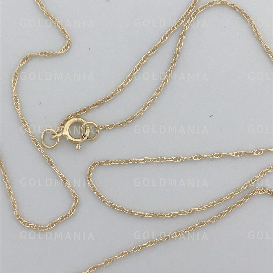 10K Solid Yellow Gold Rope Chain Necklace: Thin Dainty Chain, 16-18 ...