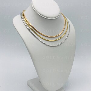 14K Solid Gold Omega Chain Necklace, 16" 18" 20", 3MM Thick, 14K Yellow ...