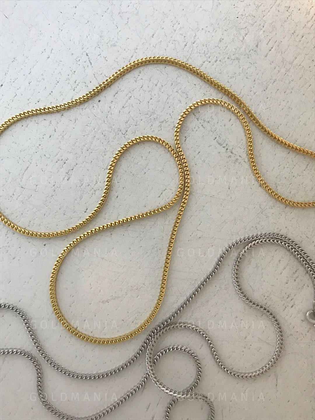 18K Solid Gold Franco Chain Necklace, 1.8mm Thick, 18" 20" 24" Inch ...