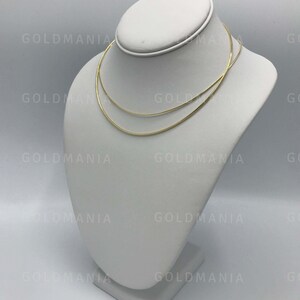 14K Solid Yellow Gold Round Omega Chain Necklace (1mm or 1.5mm Thick ...