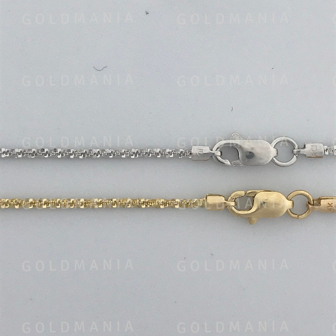 Sparkly Solid 14K Gold Rope Chain Necklace, 16 18 20 Inch, 1.1mm 1.5mm ...