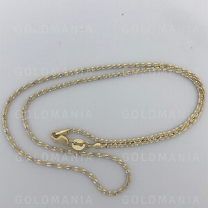 14K Two Tone Solid Gold Sparkle Rope Chain Necklace, 16" 18" 20" Inch ...