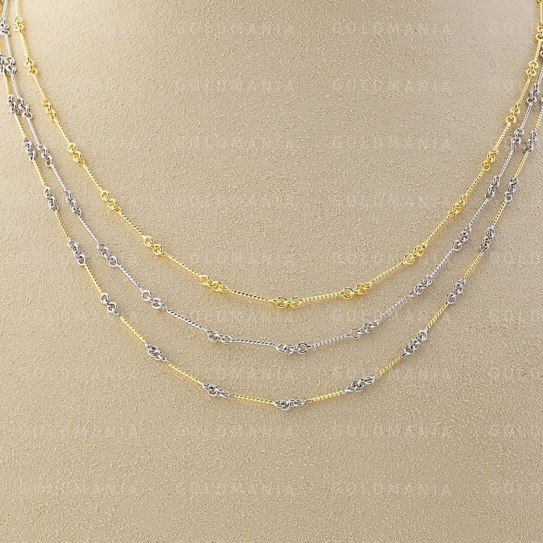 14K Solid Gold Twist Chain Necklace, 16" 18" 20" Inch, Thin Gold Chain ...