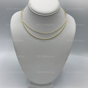 14K Solid Yellow Gold Round Omega Chain Necklace (1mm or 1.5mm Thick ...