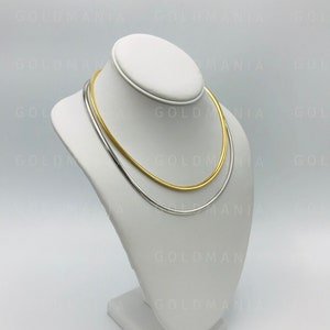 14K Solid Gold Omega Necklace, 4MM Thick, 16" 18" 20" Inch, 14K Yellow ...