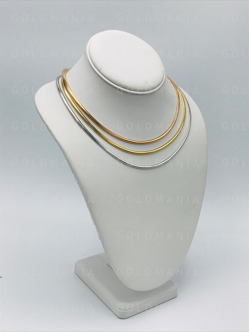 14K Solid Gold Omega Chain Necklace 16 18 - Etsy