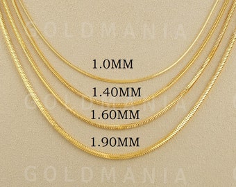 16 15mm Tubogas Solid 14K Yellow Gold Snake Necklace Chain - Etsy