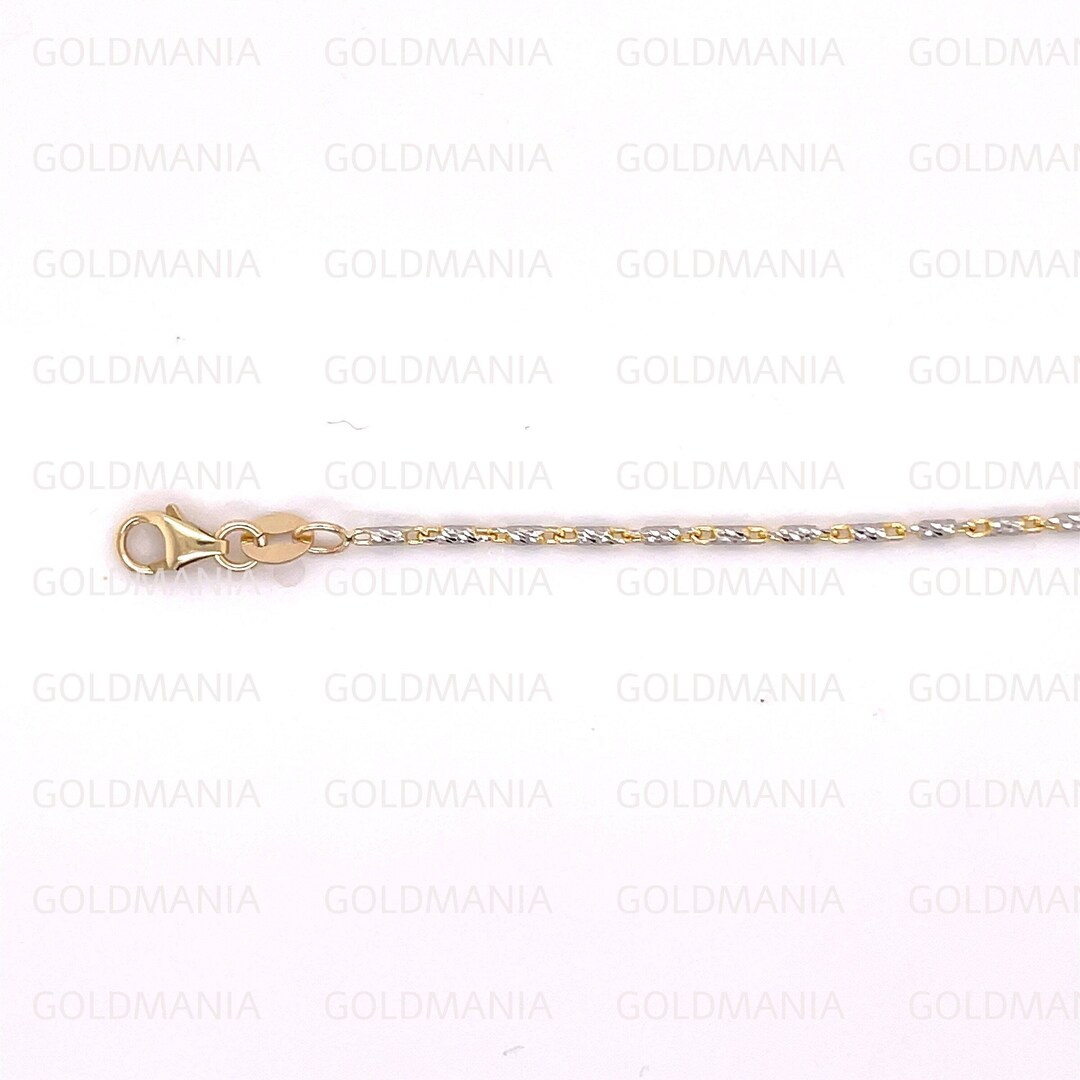 14K Two Tone Solid Gold Lumina Link Chain Necklace, 16" 18" 20" 24", 1 ...