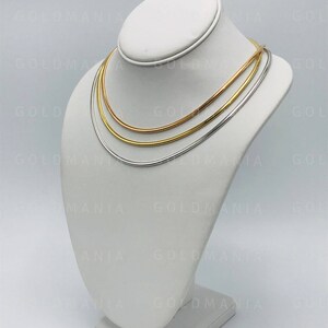 14K Solid Gold Omega Chain Necklace, 16" 18" 20", 3MM Thick, 14K Yellow ...