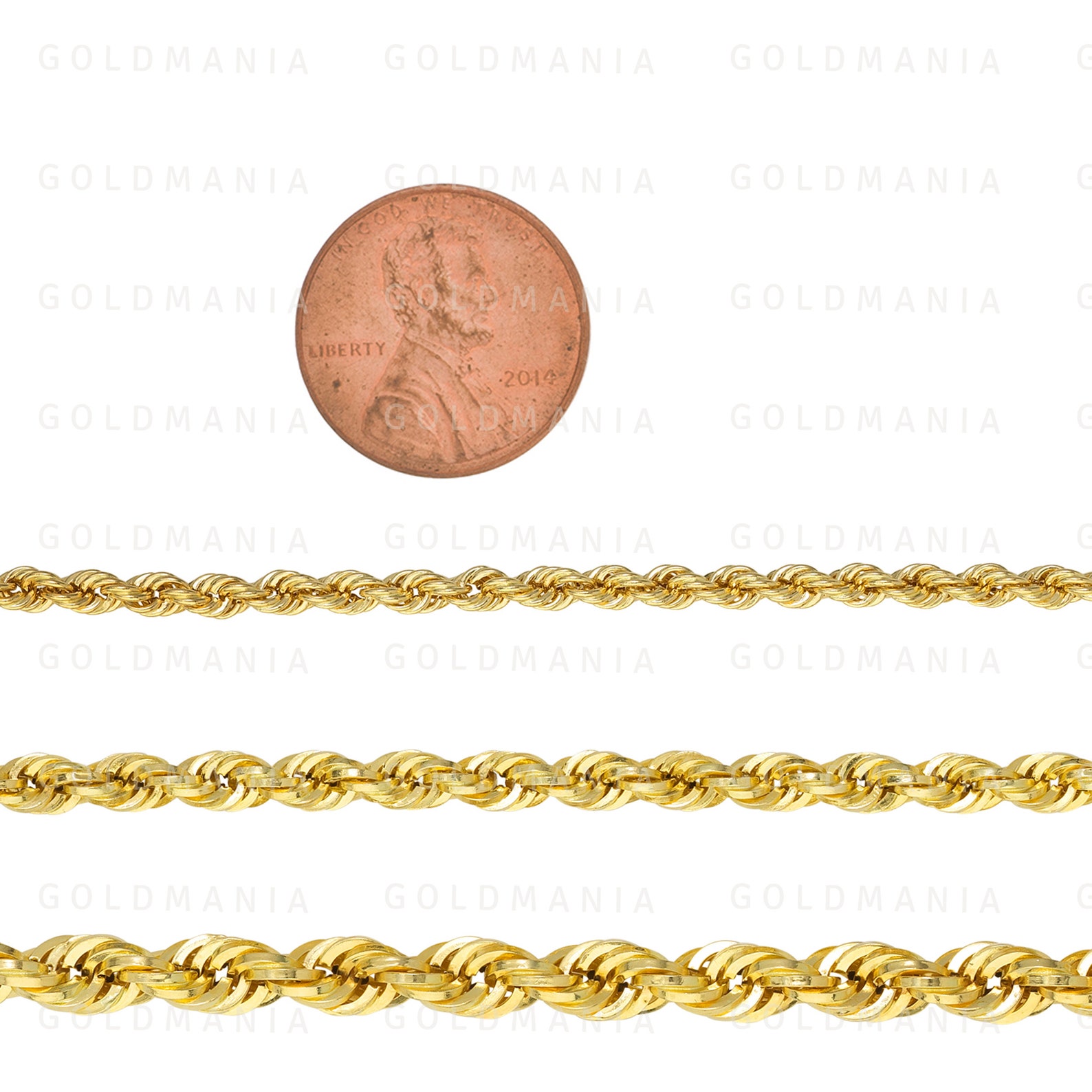 14K Yellow Gold Rope Chain Necklace 18 20 | Etsy