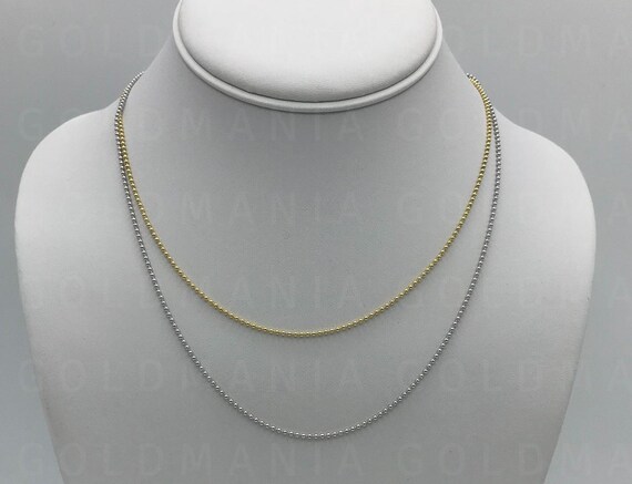 14K Solid Gold Ball Chain Necklace, 16 14K Solid Gold Ball Chain Necklace, 16