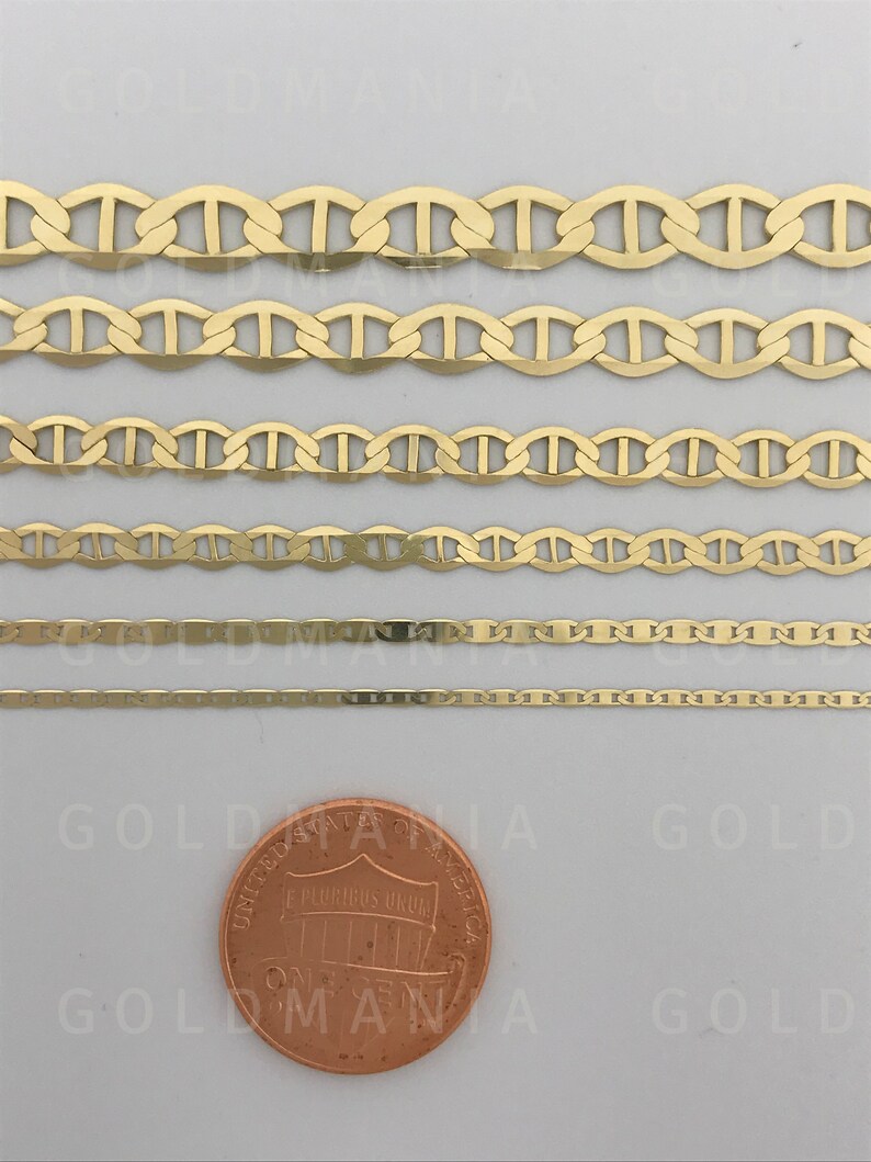 14K Solid Yellow Gold Mariner Link Chain Necklace 16 To | Etsy