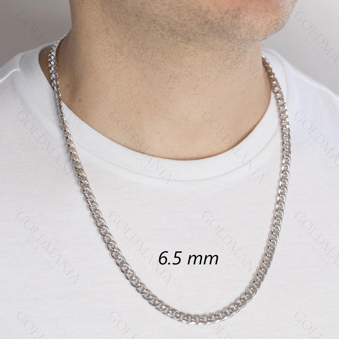 14K White Gold Miami Cuban Link Chain Necklace, 22" 24" Inch, 5.5mm 6mm ...