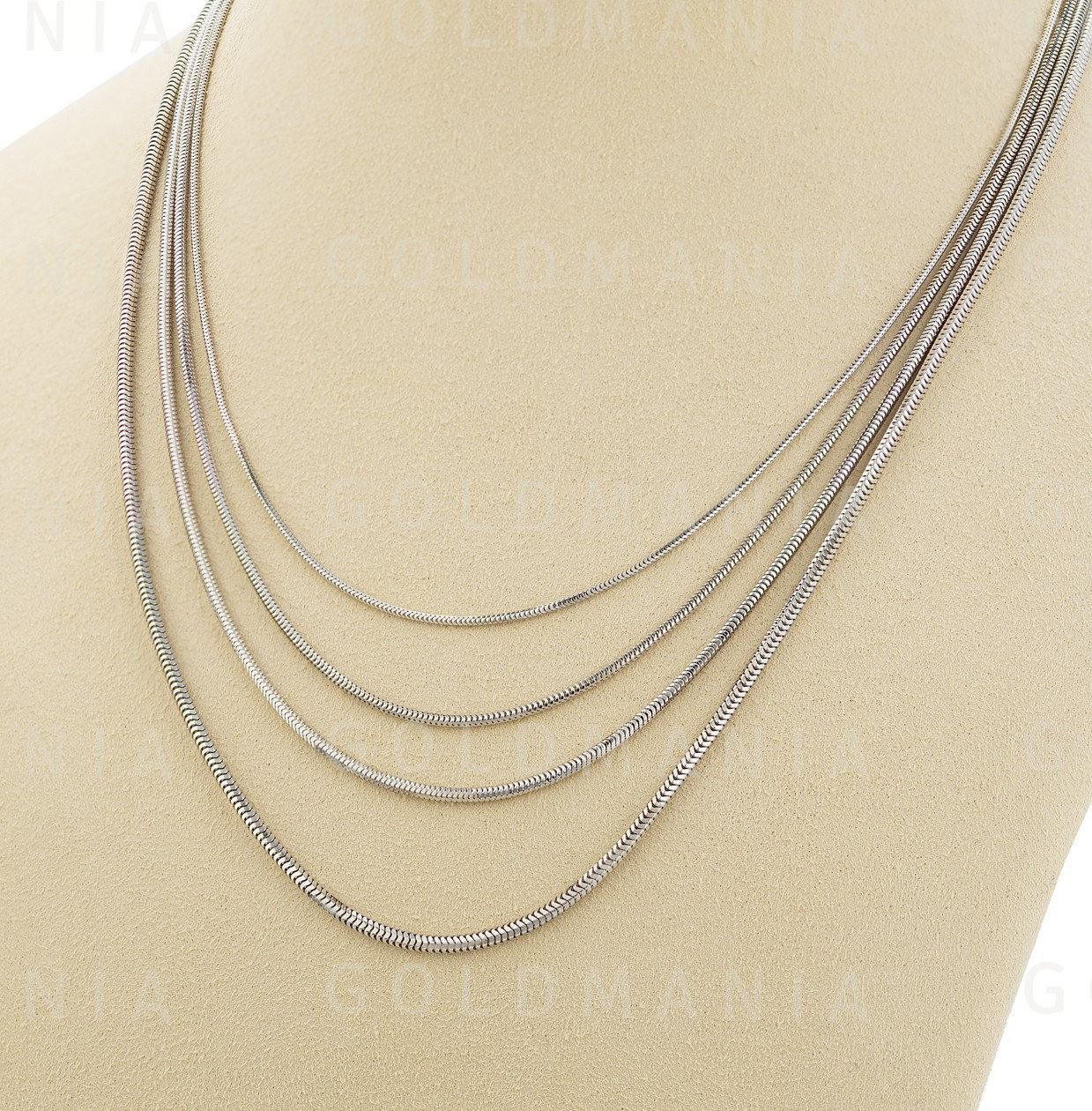 14K White Gold Round Snake Chain Necklace 16-24 Inch | Etsy