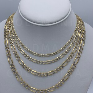 14K Solid Gold Two Tone Figaro Chain Necklace: 3.8mm - 7mm Thick - Etsy