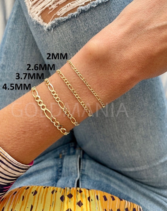 10k solid gold figaro bracelet store