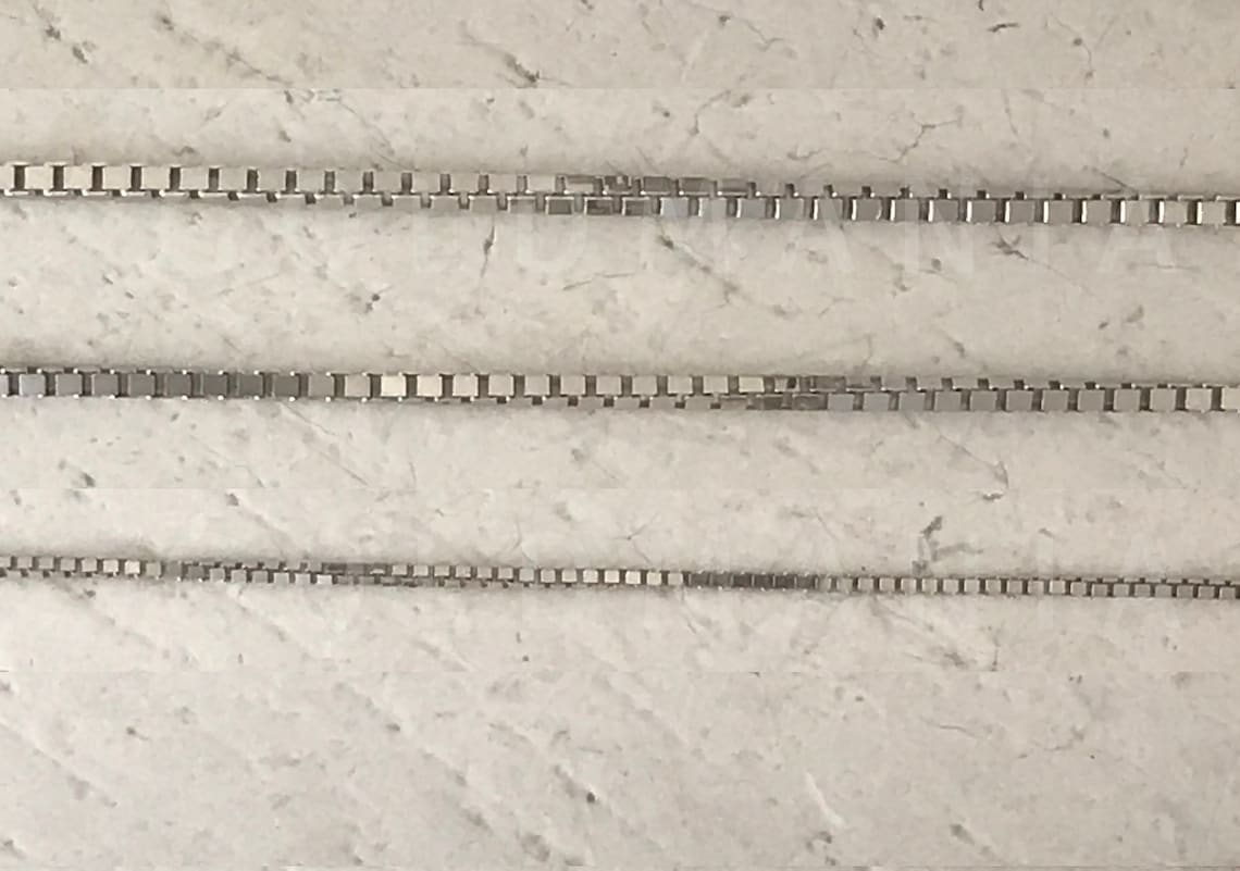 10K Solid White Gold Box Chain Necklace 16-24 0.5mm | Etsy