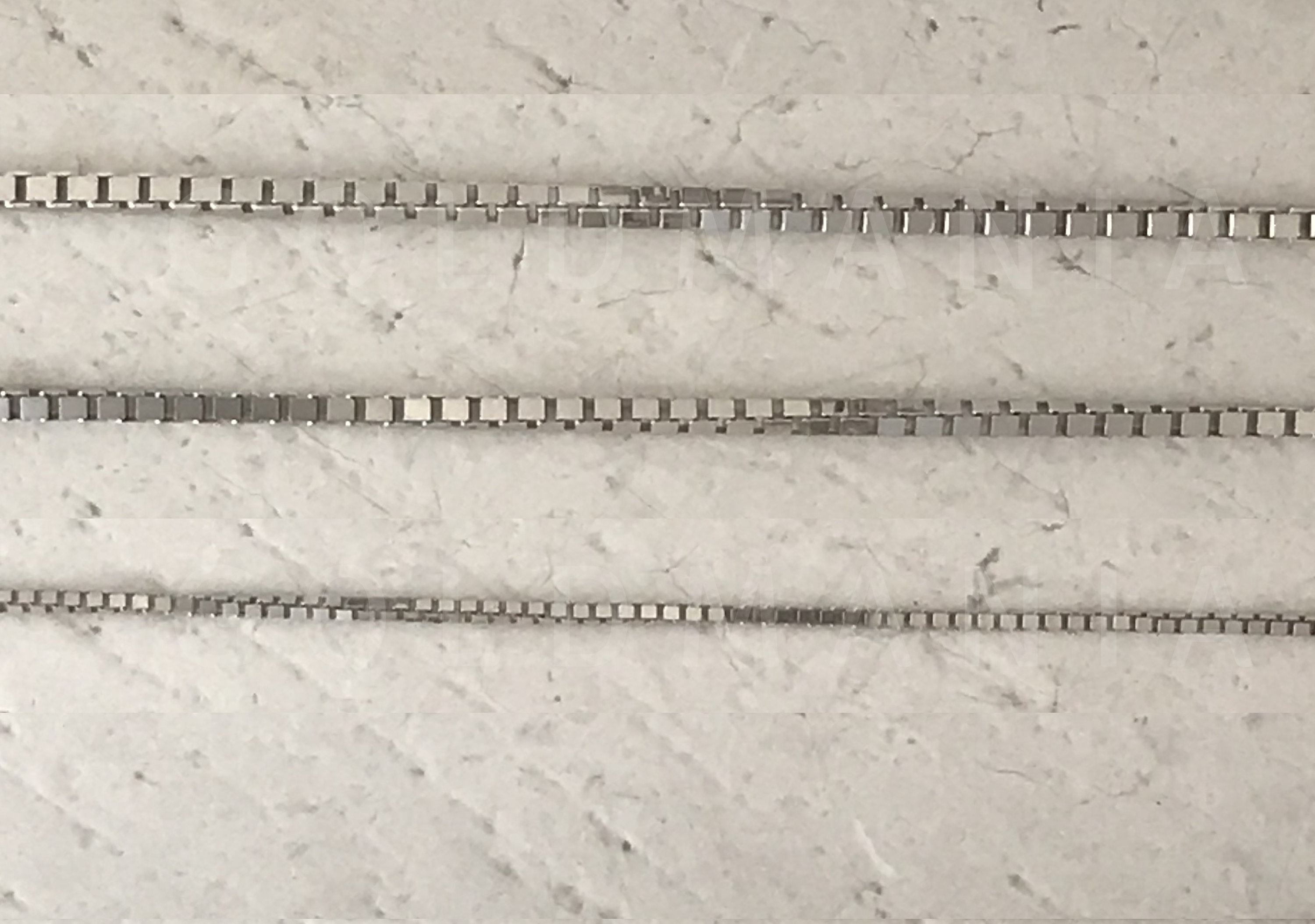 10K Solid White Gold Box Chain Necklace 16-24 0.5mm | Etsy