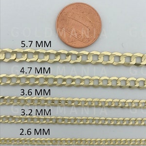 14K Solid Yellow Gold Curb Link Chain: 2.60mm - 12.25mm Thick - Etsy