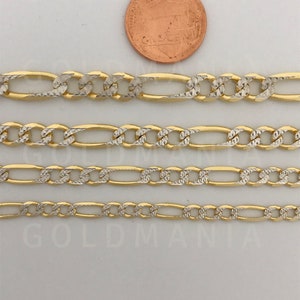 14K Solid Gold Two Tone Figaro Chain Necklace: 3.8mm - 7mm Thick - Etsy