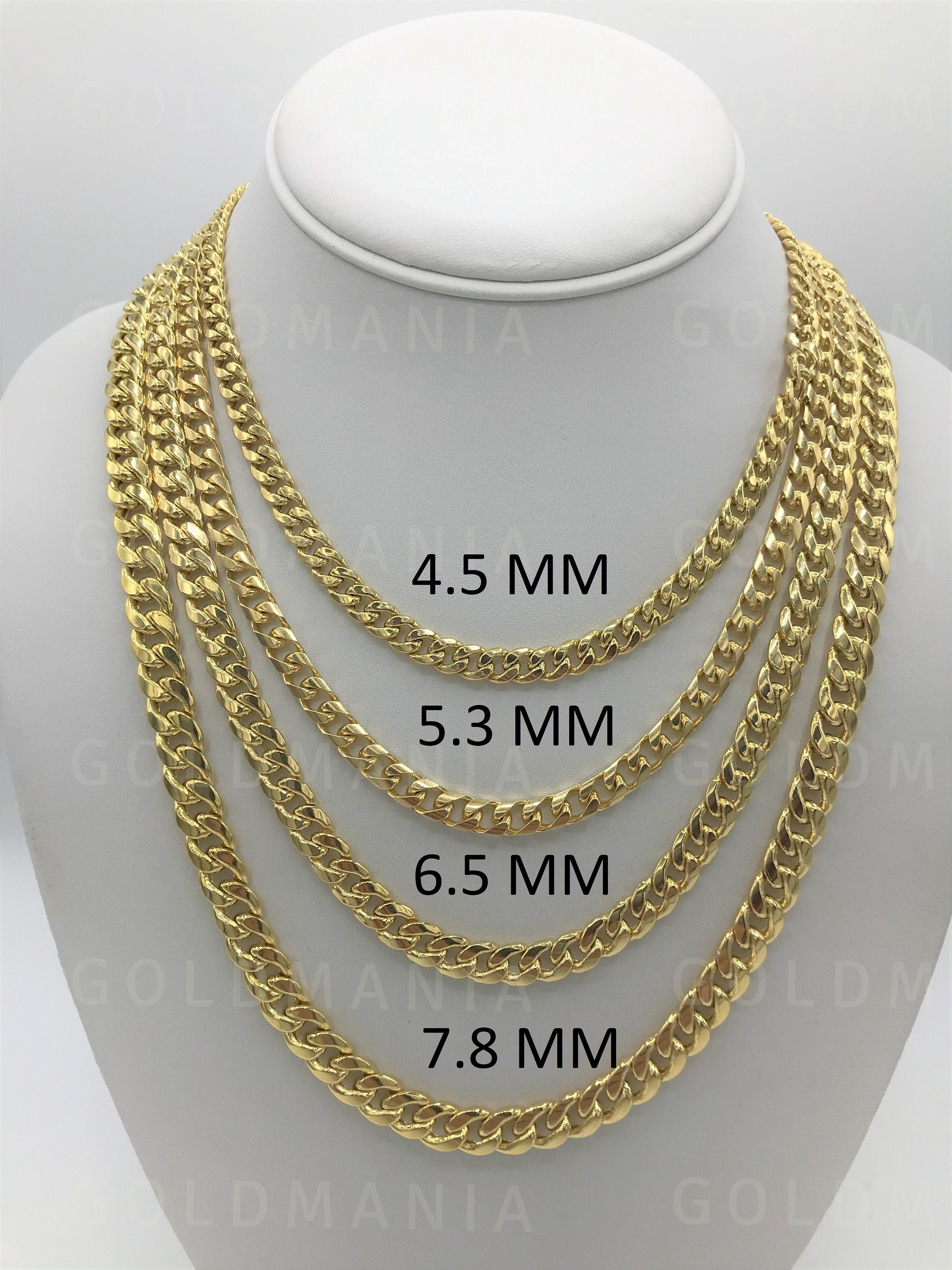 14K Yellow Gold Miami Cuban Link Chain Necklace Hollow Gold - Etsy Canada